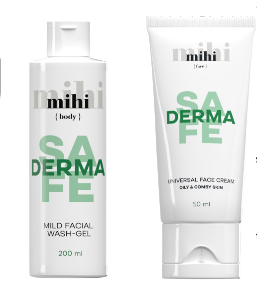 Universal face cream oily&comby skin / Mild facial wash-gel